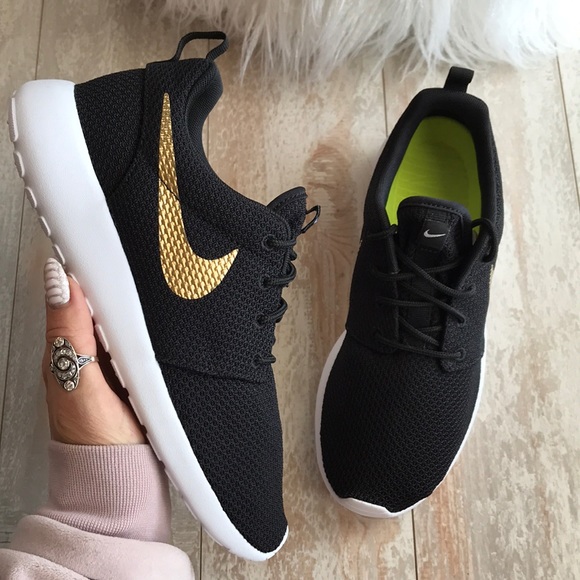 Nike | Shoes | Nwt Nike Id Roshe One Custom Gold Swoosh | Poshmark